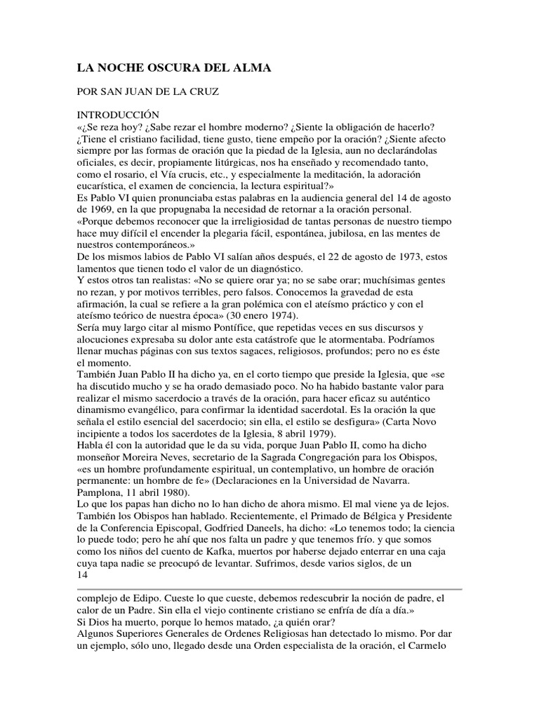 La Noche Oscura Del Alma | PDF | Oración | Misticismo