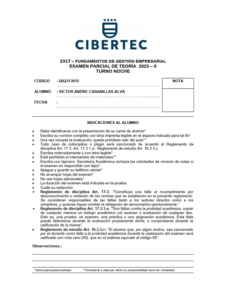 2317 - Fundamentos de Gestión Empresarial - CP1 - VICTOR CABANILLAS ...