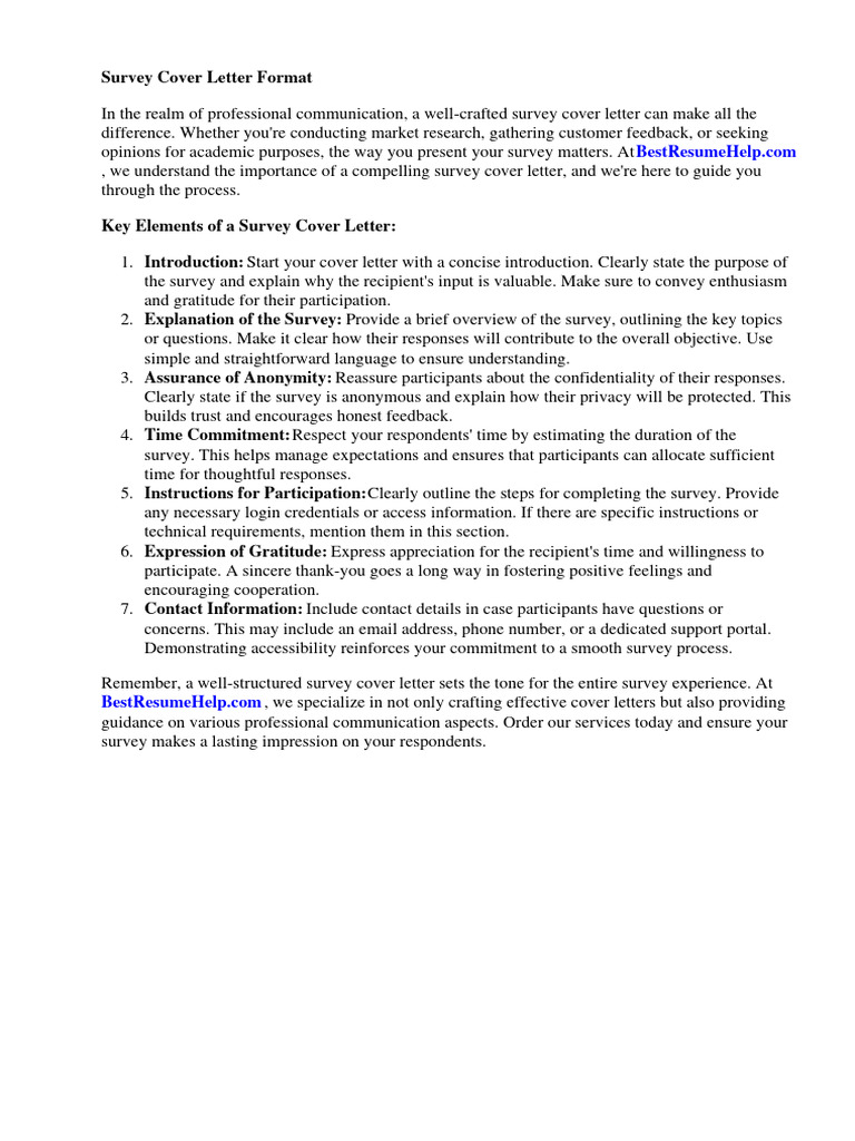 Survey Cover Letter Format | PDF | Surveying | Expert