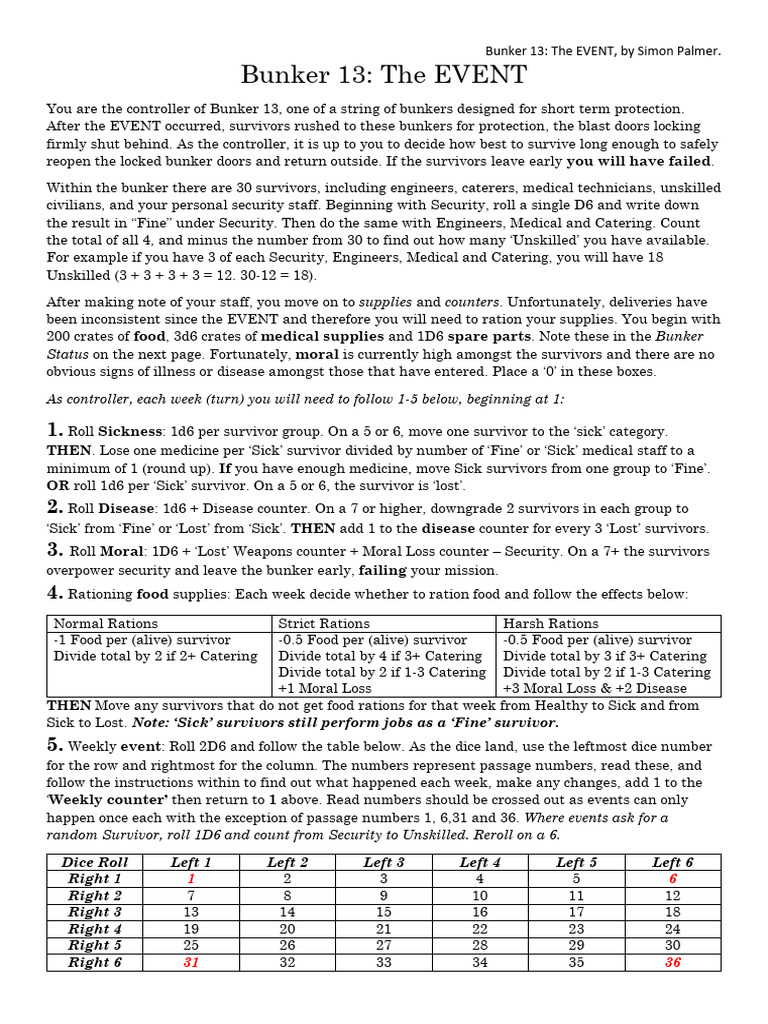 Simon Palmer - Bunker 13 - Survival | PDF