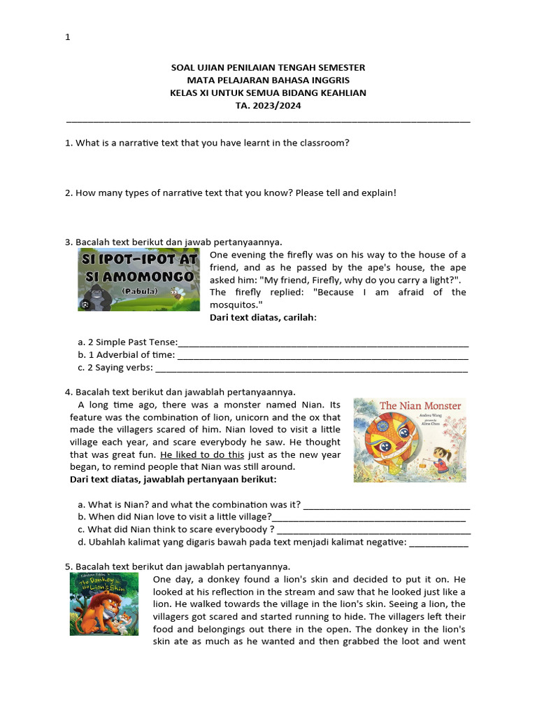 Soal PTS Genap Kelas XI 2024 | PDF