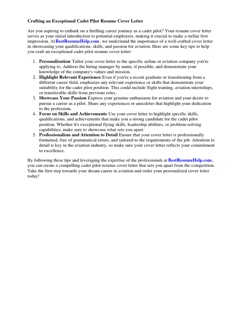 Cadet Pilot Resume Cover Letter | PDF | Federal Aviation Administration ...