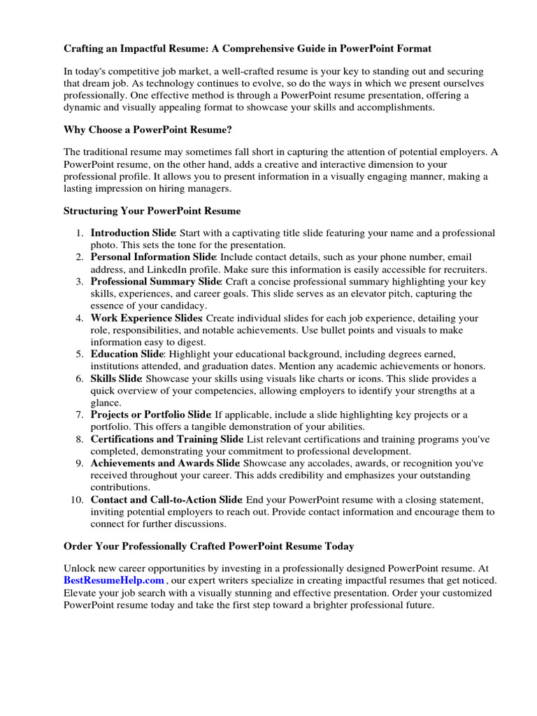 PowerPoint Resume Guide for Job Seekers | PDF | Résumé | Microsoft ...
