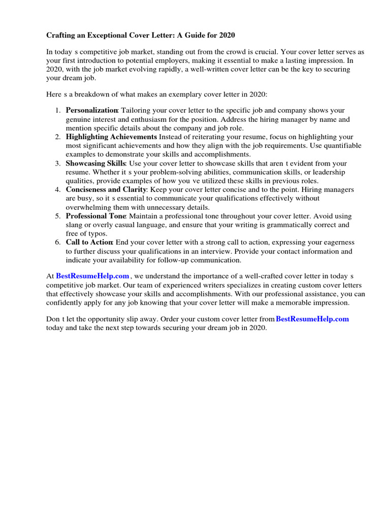 2020 Cover Letter Writing Guide | PDF | Résumé | Employment