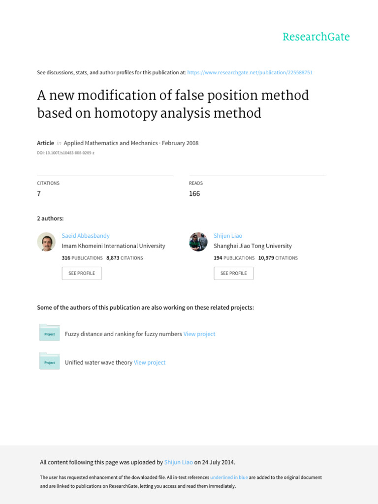 A New Modification of False Position Met | PDF | Computational Science ...