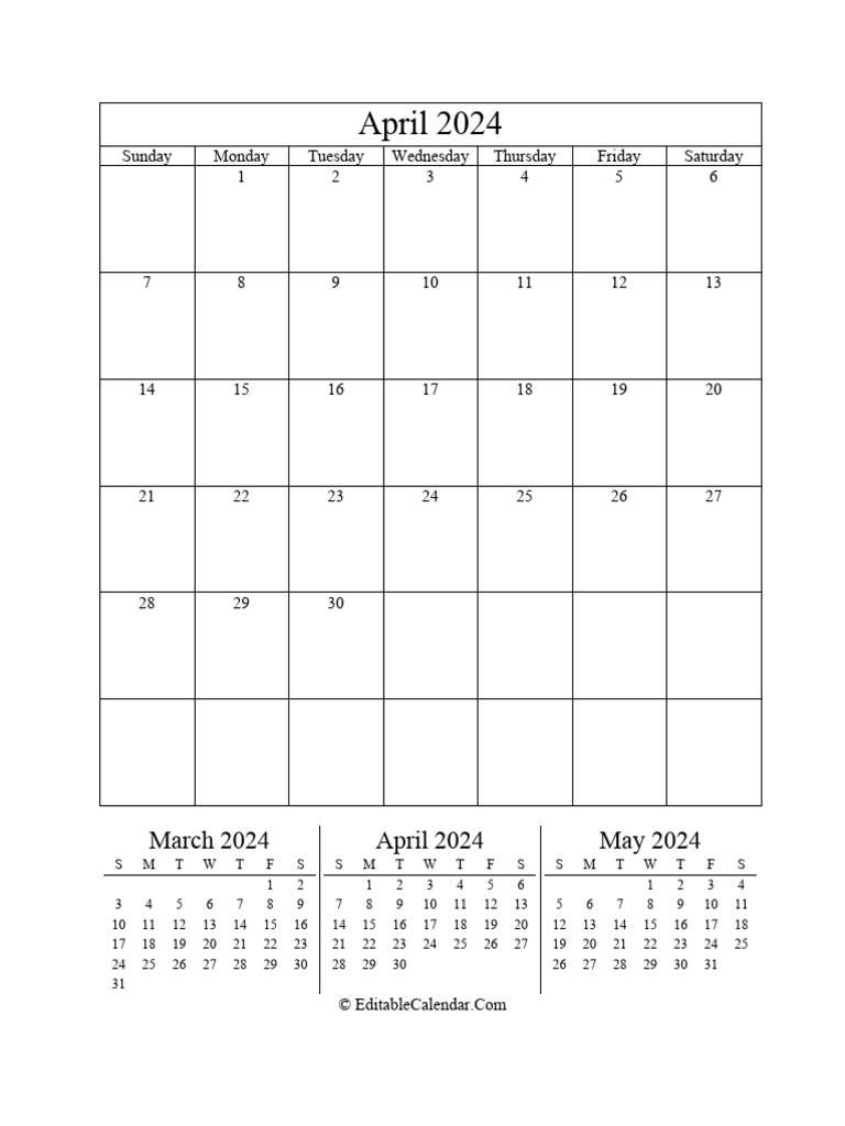 April 2024 Calendar Printable | PDF