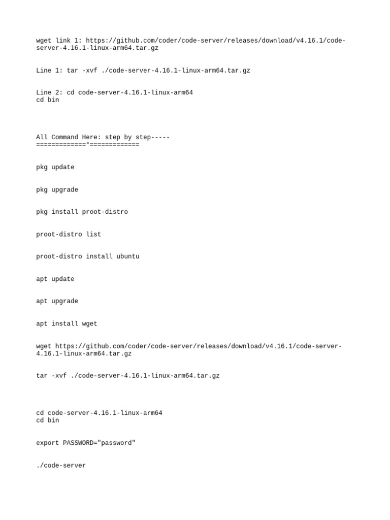 Visual Code Studio in Android Phone by Termux Command (1) | PDF