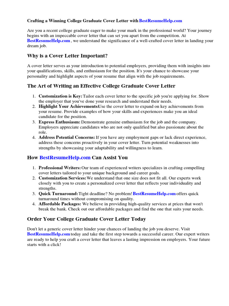 College Graduate Cover Letter Example | PDF | Résumé | Postgraduate ...