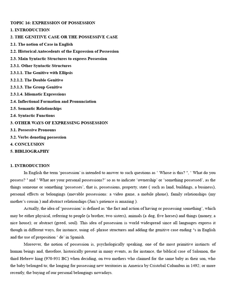 Topic 16 Expression of Possession | Download Free PDF | Pronoun ... Topic 16 Expression of Possession | Download Free PDF | Pronoun ...