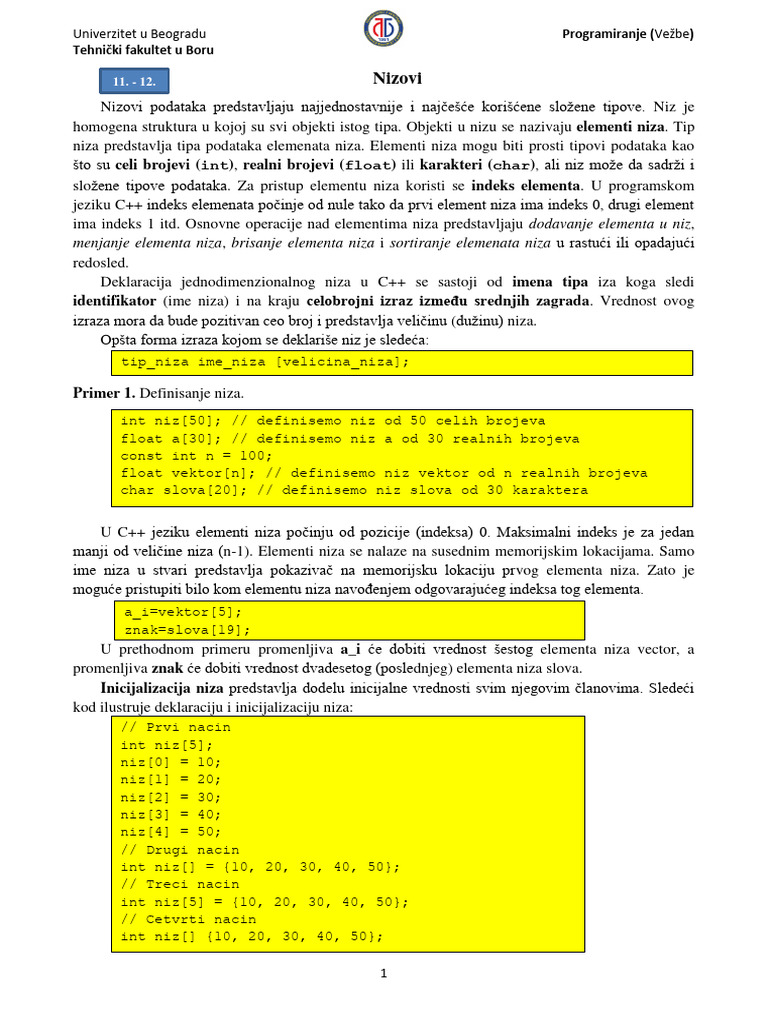 11 - 12 - Nizovi - 22.03.2022 | PDF
