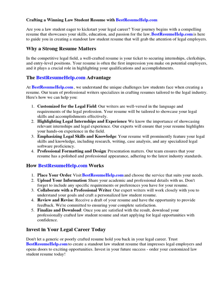 Sample Law Student Resume | Download Free PDF | Résumé