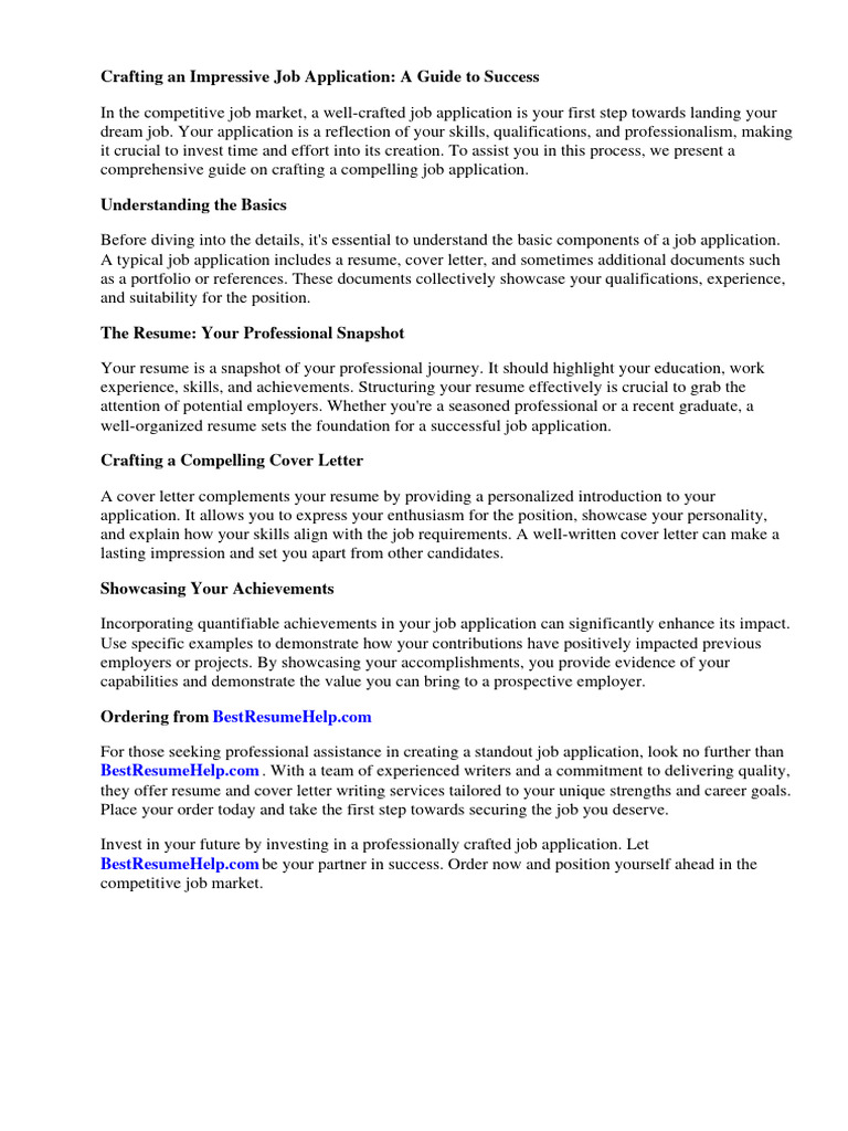 Sample Job Application Letter For Summer Job | PDF | Résumé | Internship