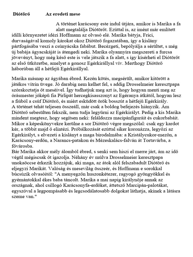 Diótörő Az Eredeti Mese | PDF