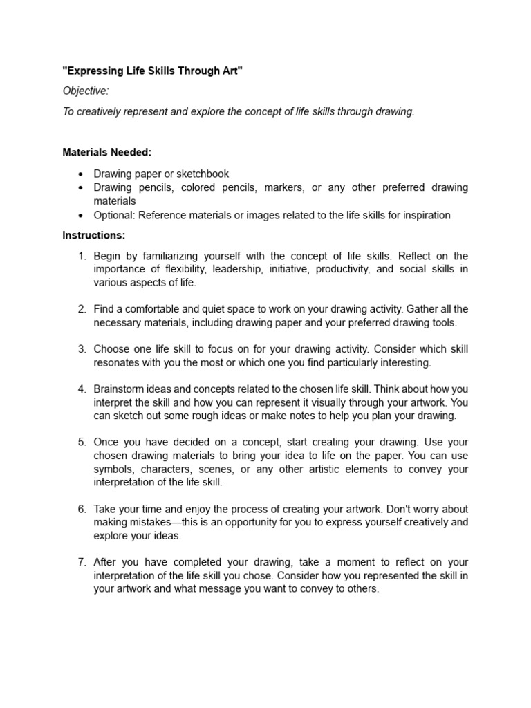 Expressing Life Skills Through Art | PDF | Drawing | Cognition