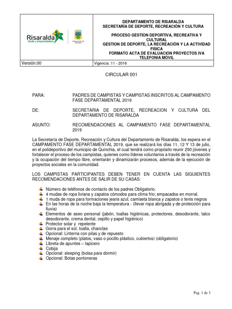 Circular 001 2019 | PDF Circular 001 2019 | PDF