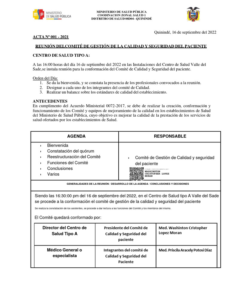 Conformación del Comité de Calidad y Seguridad | PDF | Gobierno