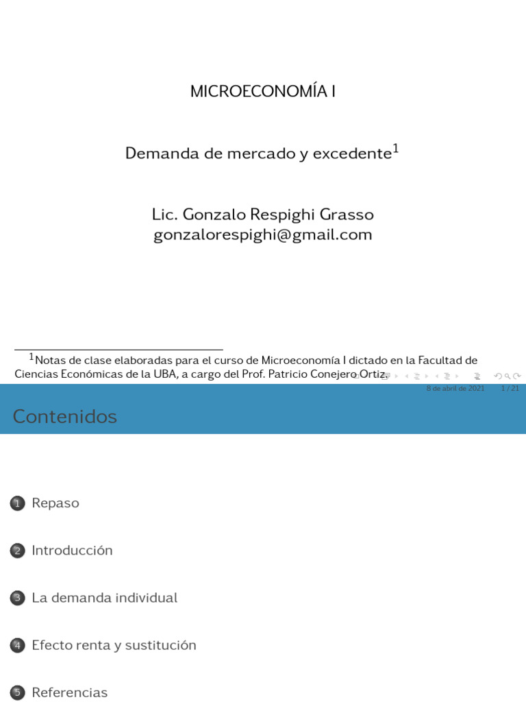 Notas de Clase Demanda de Mercado y Excedente | PDF | Curva de demanda ...