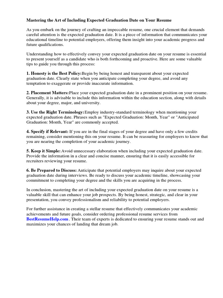 How To Write Expected Graduation Date On Resume | PDF | Résumé | Experience