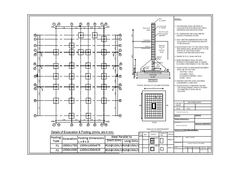 Guest House Column Footing Details | PDF | Building Materials ...