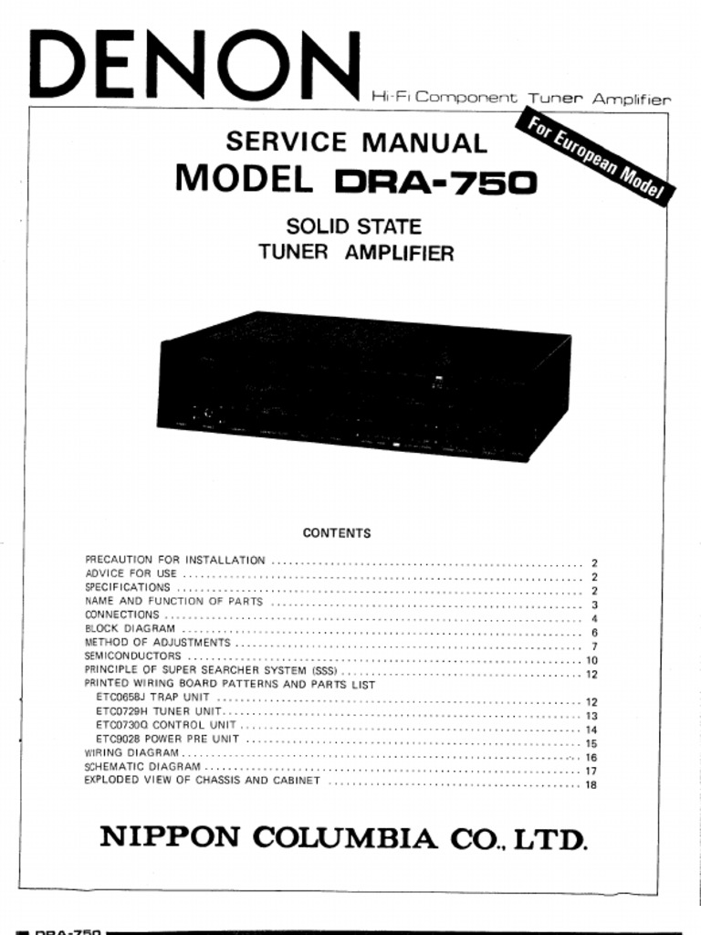 Hfe Denon Dra-750 Service | PDF
