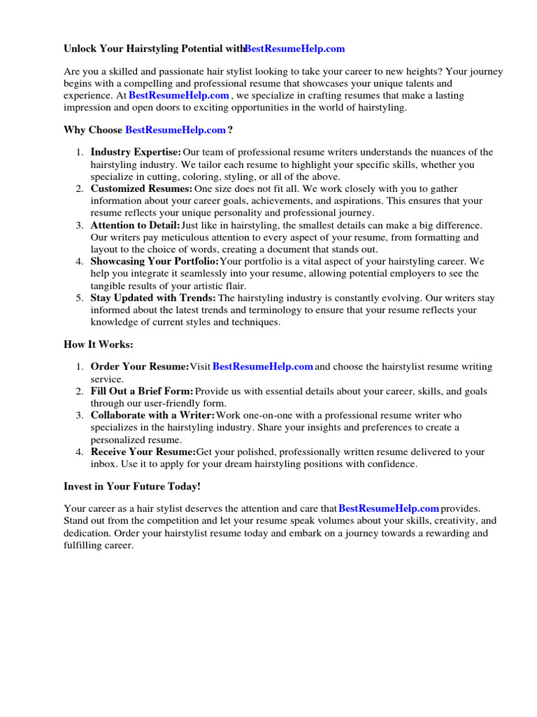 Hair Stylist Resume Objective Pdf Résumé Hairdresser