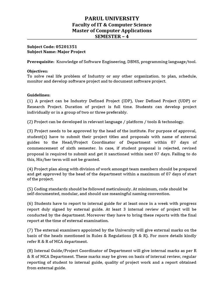 Major Project Guidelines | PDF | Software | Thesis