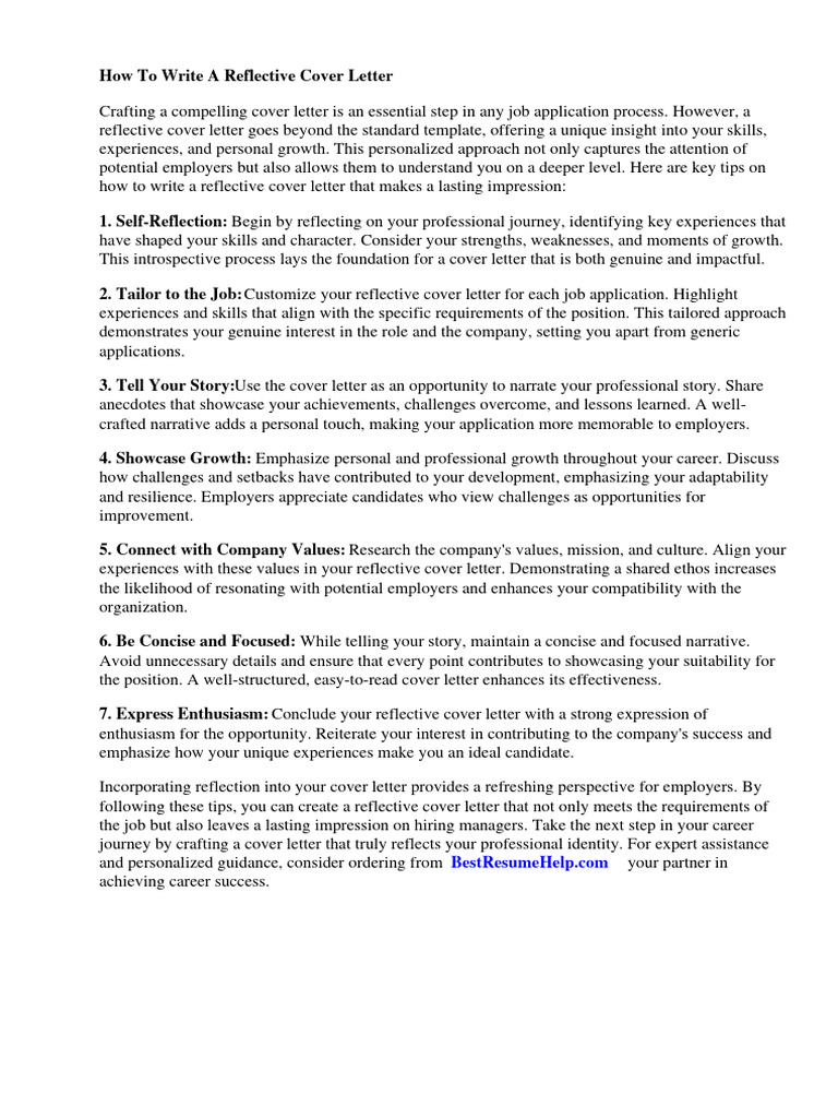 How To Write A Reflective Cover Letter | PDF | Essays | Thought