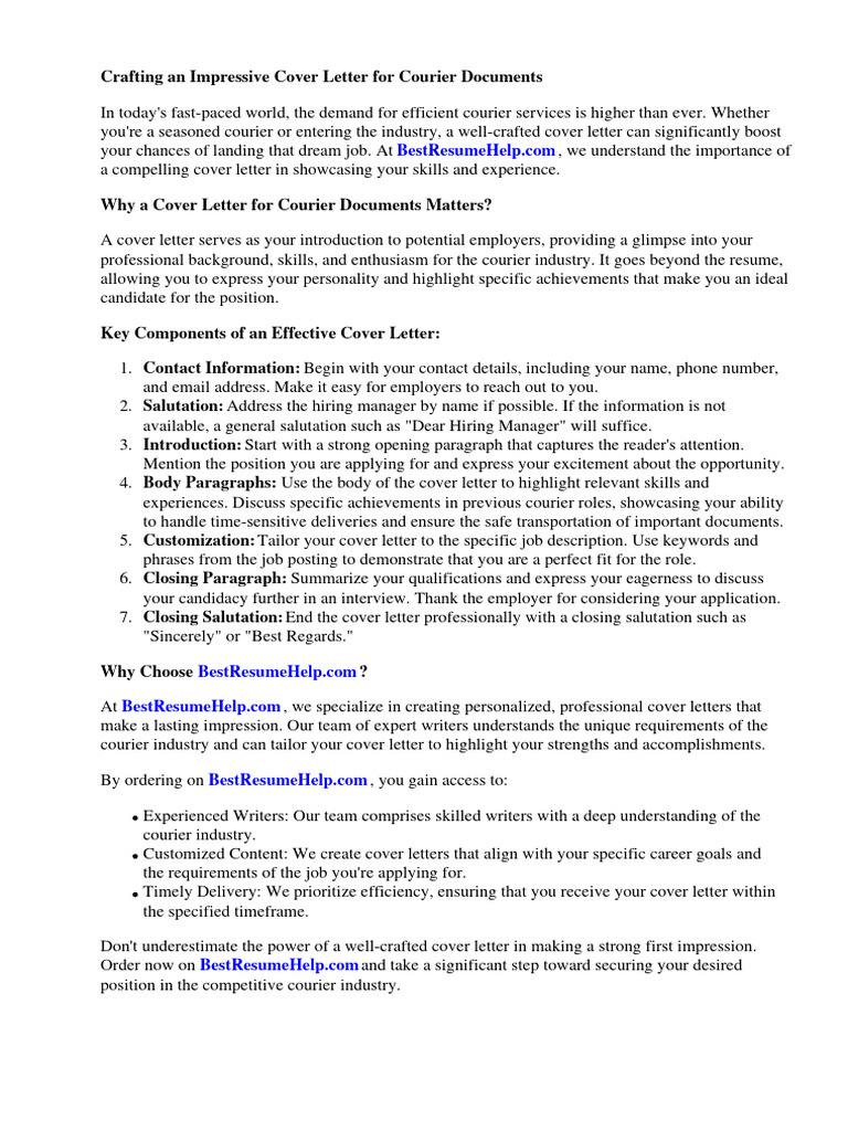 Cover Letter For Courier Documents | PDF | Courier | Résumé