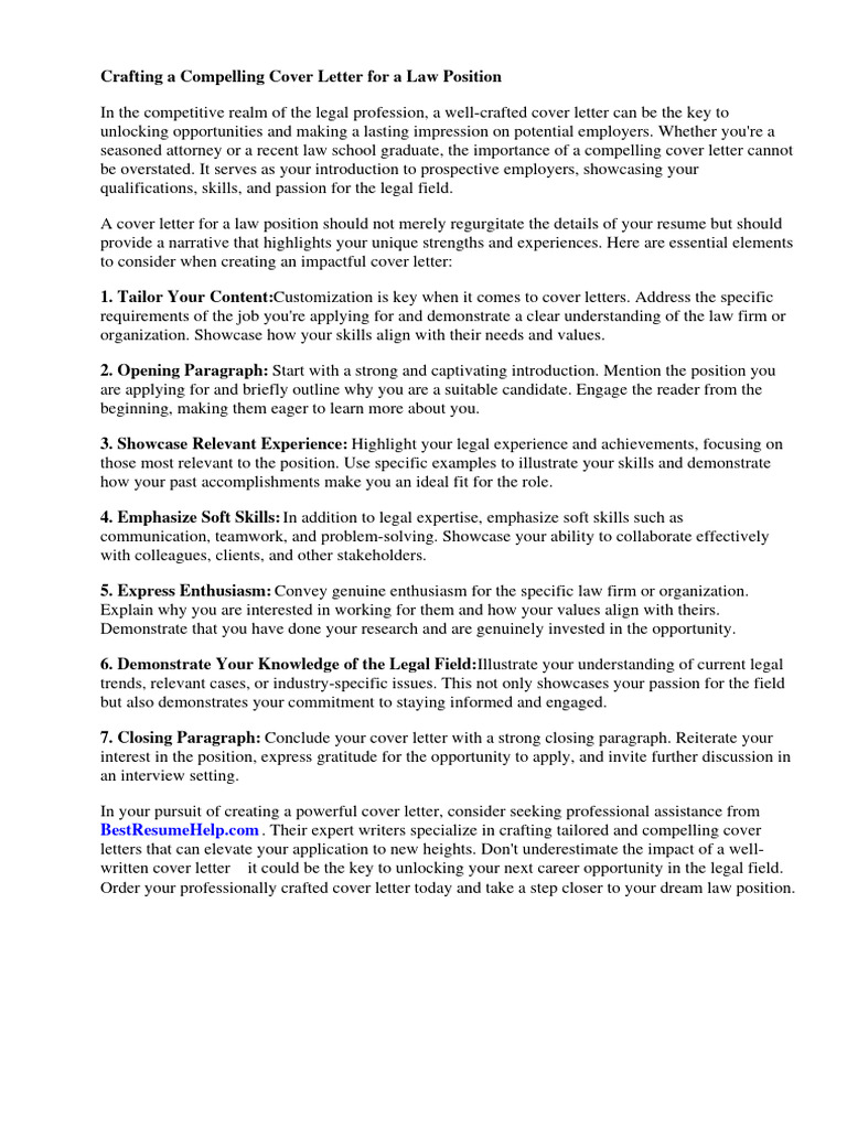 Law Internship Cover Letter Guide | PDF | Résumé | Internship