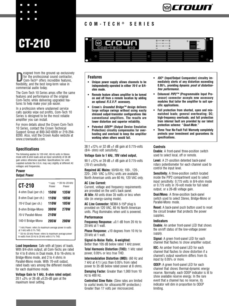 CT210 Data Sheet 128416 | PDF