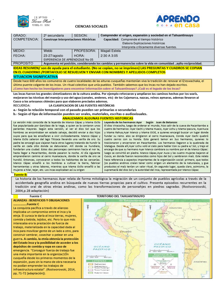 2° CC SS - Clase 23-27-Agosto | PDF | Imperio Inca