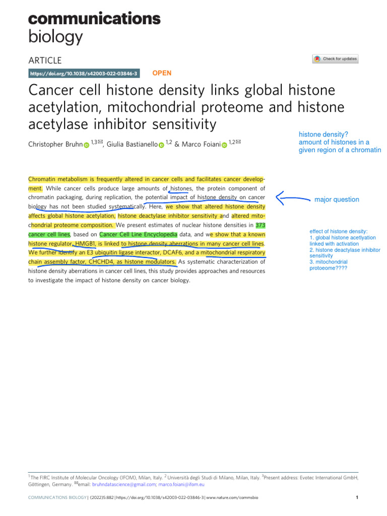 Cancer Cell Histone Density Links Global Histone Acetylation ...