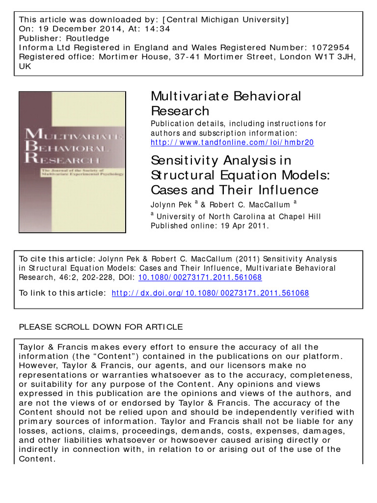 Pek 2011 | PDF | Structural Equation Modeling | Covariance Matrix