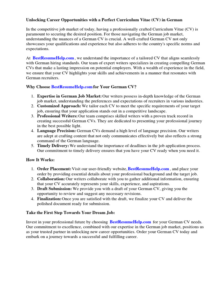 Curriculum Vitae German | PDF | Résumé