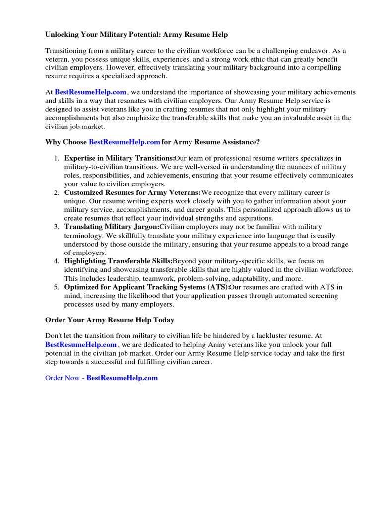 Army Resume Help | PDF | Résumé | Employment