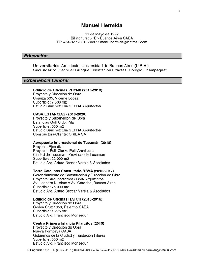 CV Manuel Hermida | PDF | Autodesk Revit | Familias de sistemas operativos