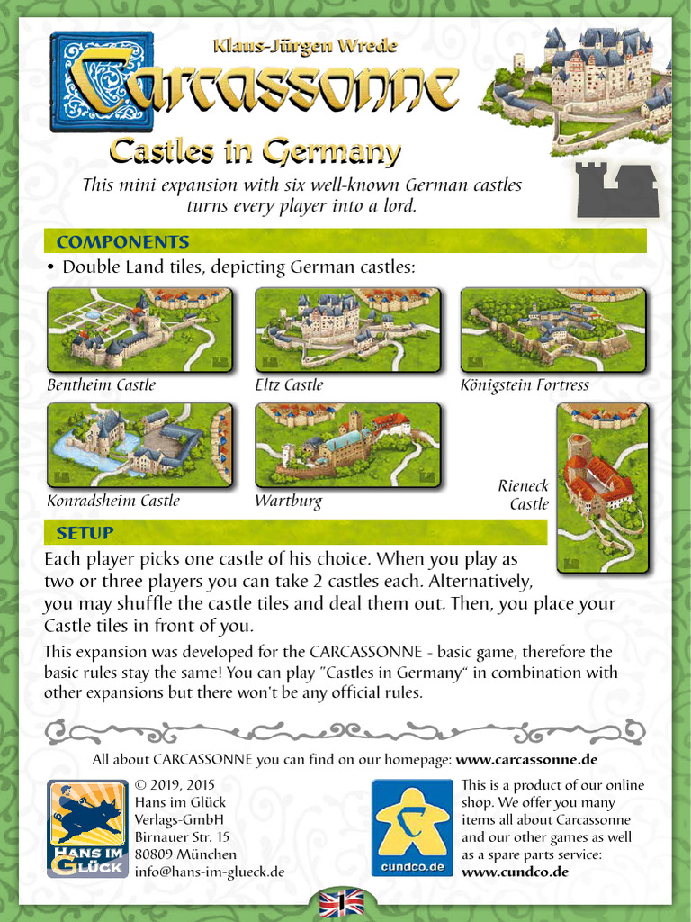 German Castles Expansion for Carcassonne | PDF | Middle Ages