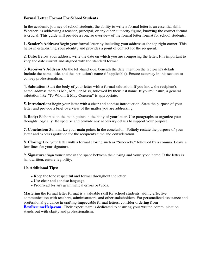 Formal Letter Format For School Students | PDF | Computing