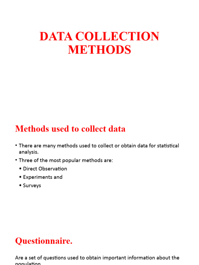 Data Collection Methods 3 | PDF | Focus Group | Questionnaire