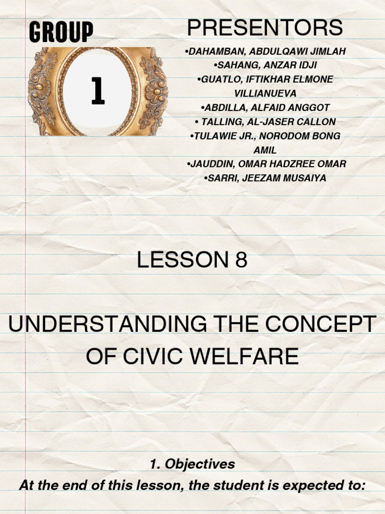 Lesson 8 of Civic Welfare Understanding The Concept | PDF | Welfare ...