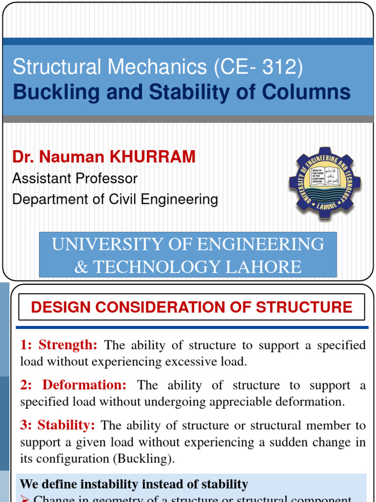 Buckling and Stability of Columns | Download Free PDF | Buckling | Column