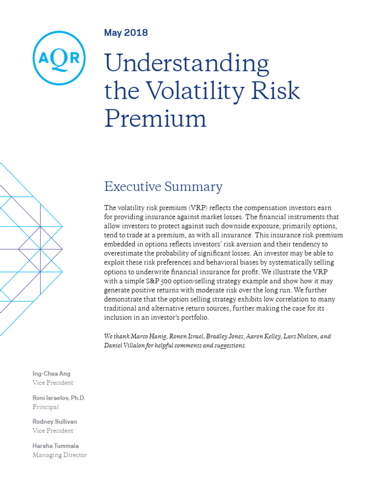 Understanding The Volatility Risk Premium | PDF | Option (Finance ...