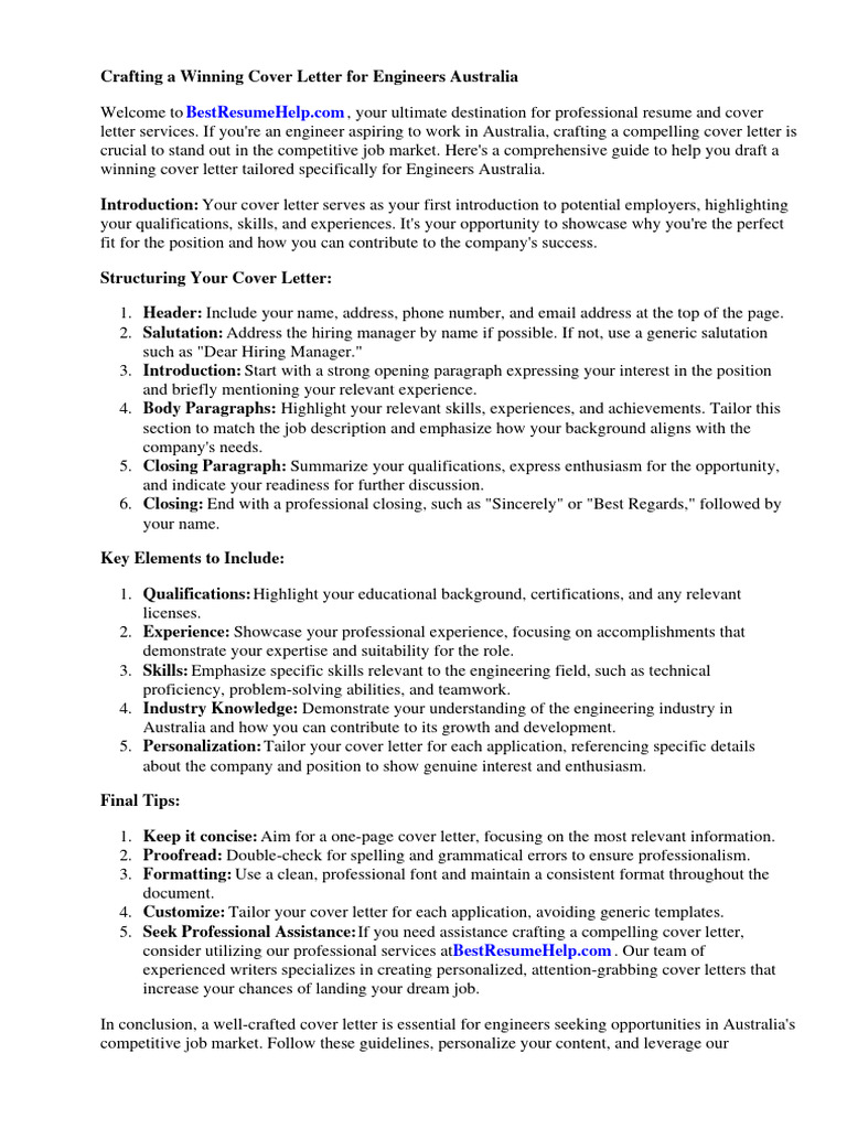 Cover Letter Guide for Engineers Australia | PDF | Résumé | Recruitment