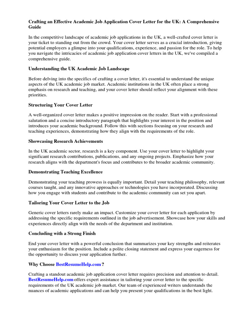 Academic Job Application Cover Letter Uk PDF Doctor Of Philosophy
