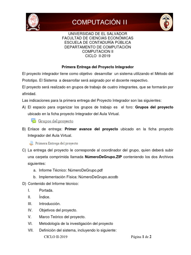 Proyecto Integrador Computación II 2019 | PDF | Archivo de computadora | Ciencias de la Computación
