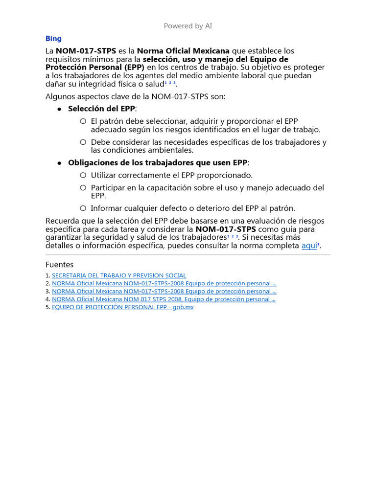 La NOM-017-STPS es la Norma Oficial Mexicana que establece los ...