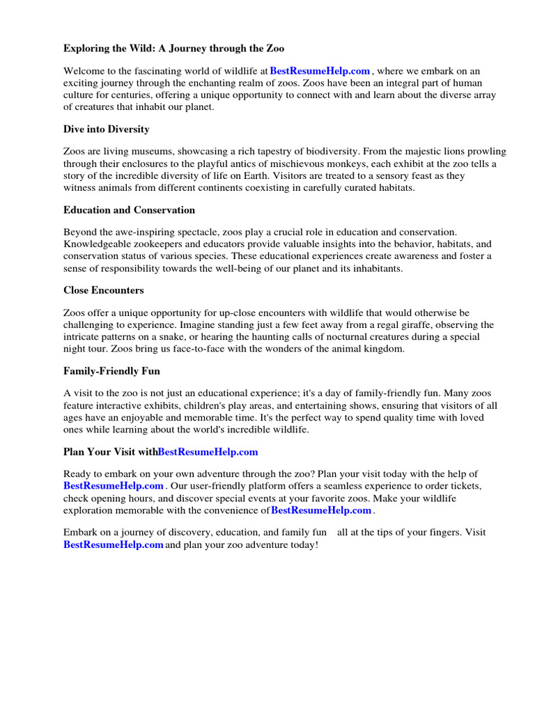 Zoo Job Cover Letter | Download Free PDF | Résumé | Zoo