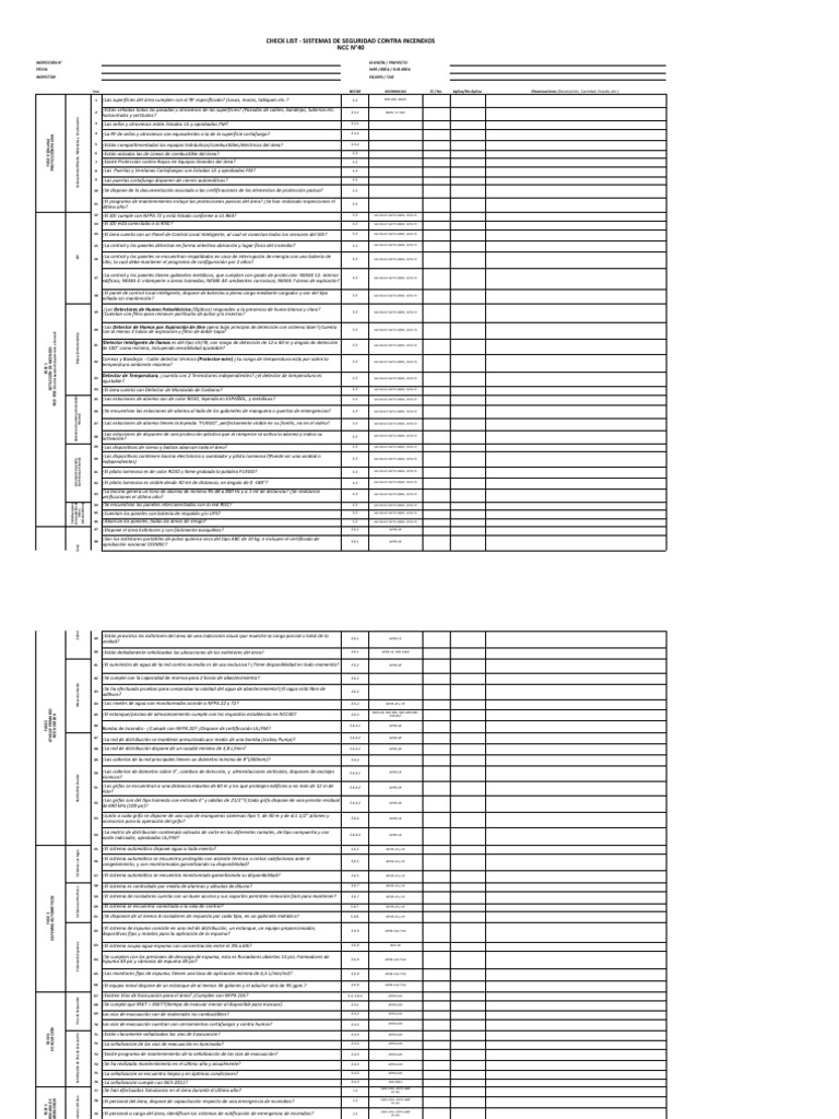 Check List NCC 40 | PDF | Protección contra incendios | Incendios