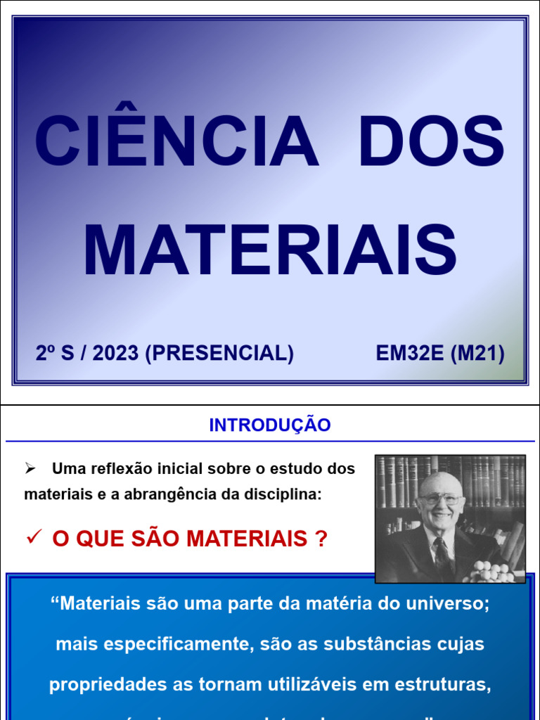Ciência Dos Materiais 2s 2023 Aula 1 Pdf Material Composto Metais