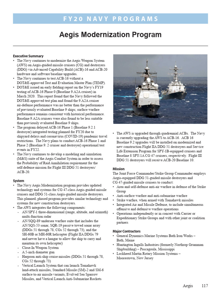 Aegis Modernization and Testing Overview | PDF | Naval Warfare ...